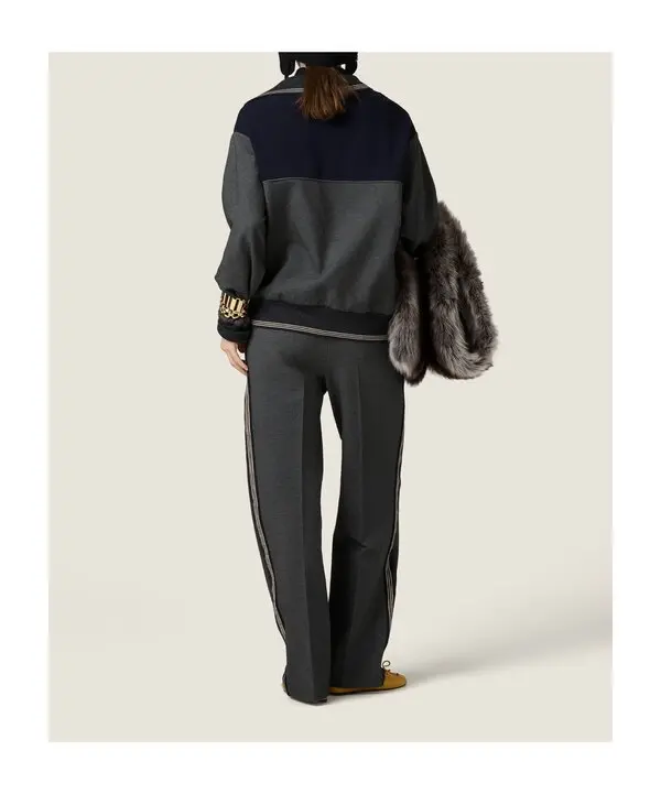 Miu Miu Straight Leg Knit Pants With Embroidered Logo