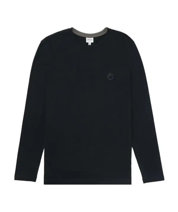 Emporio Armani Dark Gray Logo Long-sleeved T-shirt