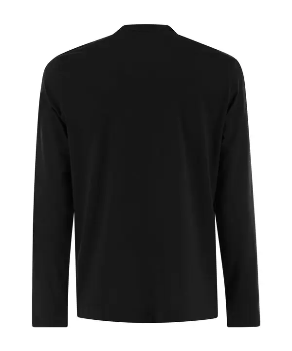 Fedeli Long-sleeved Crew Neck T-shirt - Black