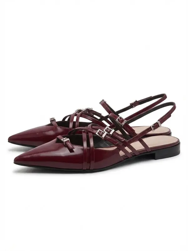 Gucci Strappy Pointed-toe Slingback Flats - Red