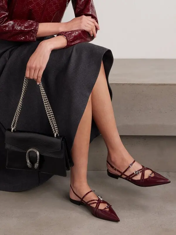 Gucci Strappy Pointed-toe Slingback Flats