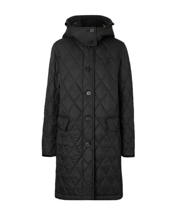 Burberry Quilted Cotton Coat With Classic Collar
