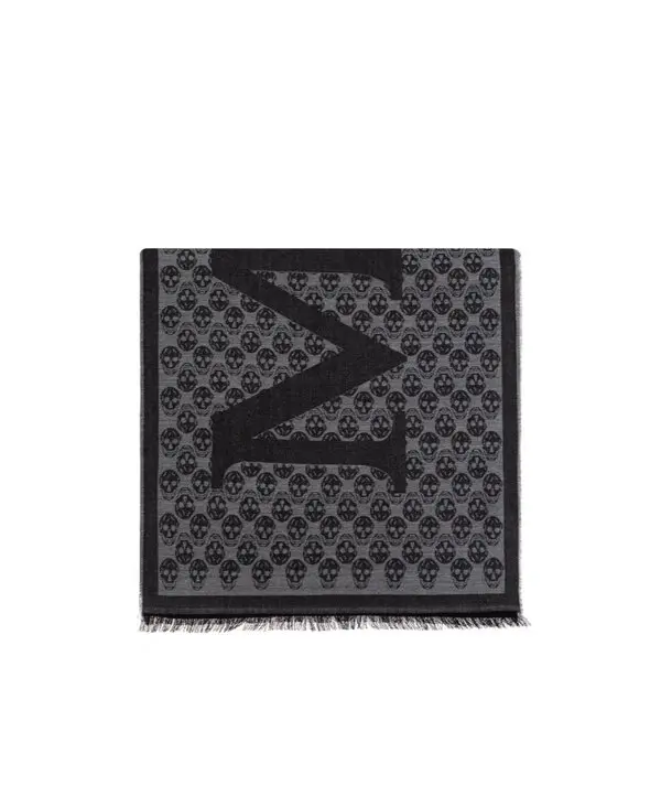 Alexander McQueen Skull Jacquard Frayed-edge Scarf - Black