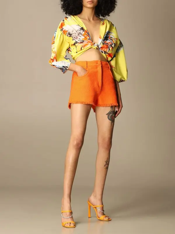 MSGM Tweed High-waisted Shorts