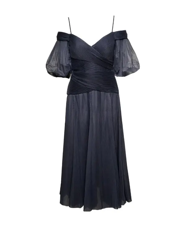 Zimmermann V-neck Dress With Draped Bodice And Pleated Skirt