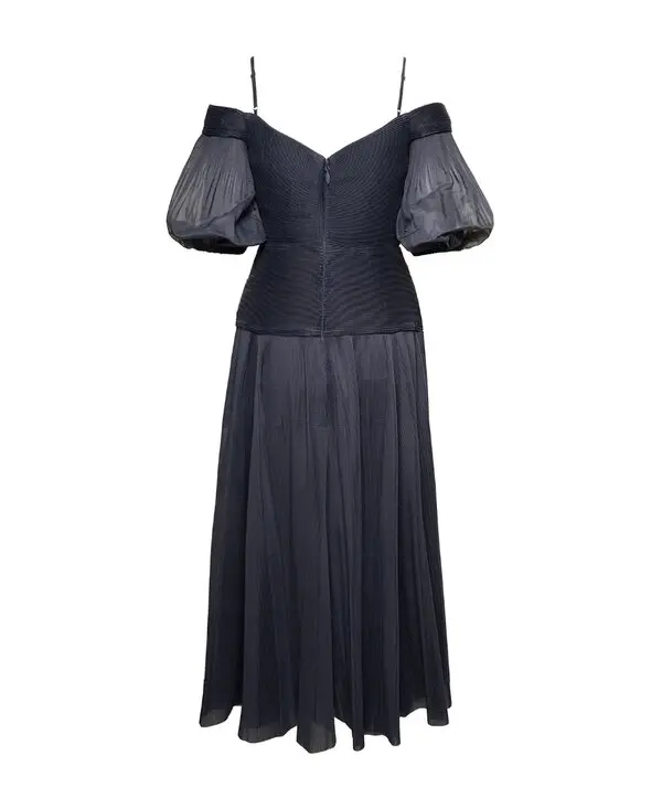 Zimmermann V-neck Dress With Draped Bodice And Pleated Skirt