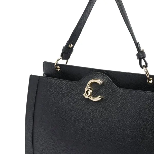 COCCINELLE C-me Logo Plaque Tote Bag - Black