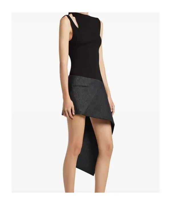 COURREGES Asymmetrical Ribbed Tank Top With Shoulder Opening