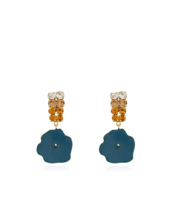 Marni Crystal And Enamel Drop Earrings - Blue