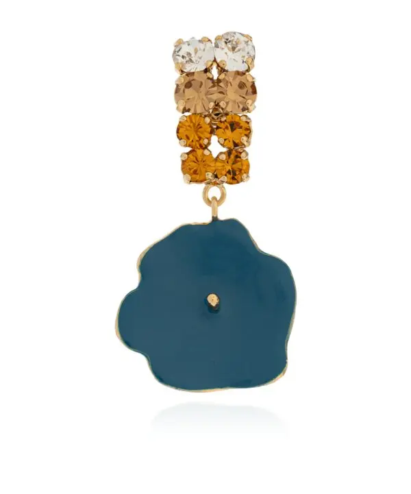Marni Crystal And Enamel Drop Earrings - Blue
