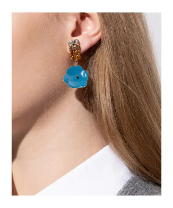 Marni Crystal And Enamel Drop Earrings - Blue
