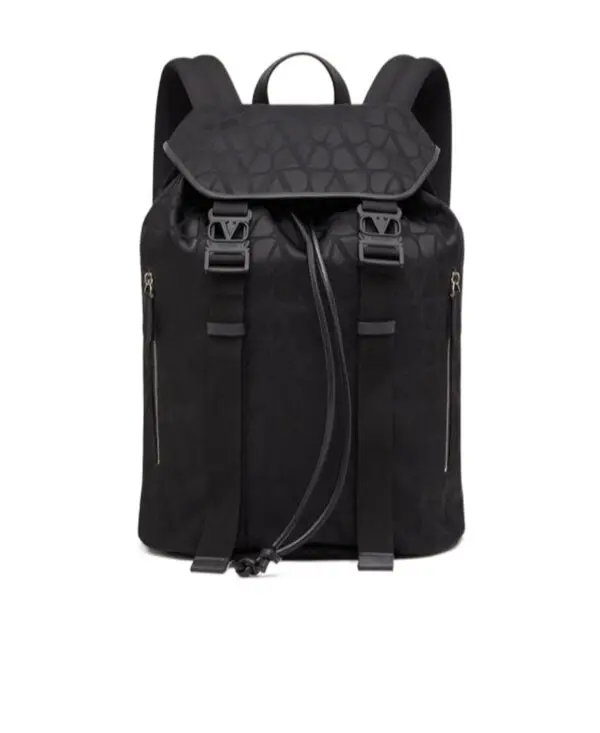 Valentino Garavani Iconographe Buckled Drawstring Backpack - Black