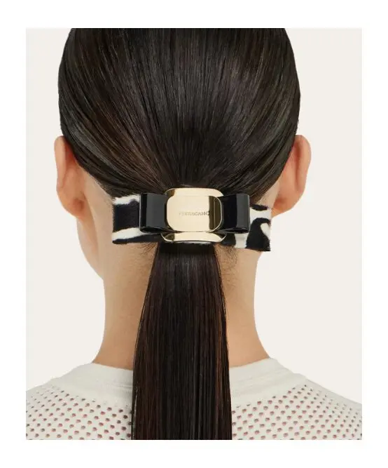 FERRAGAMO Vara Bow Hairclip - Black/ivory