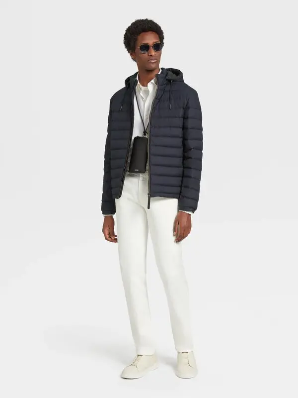 Zegna Hooded Padded Jacket - Navy Blue