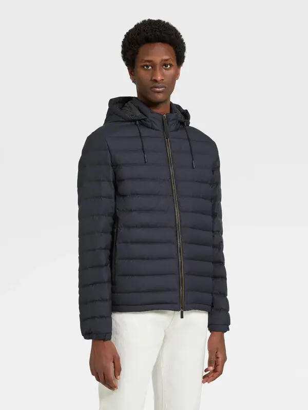 Zegna Hooded Padded Jacket - Navy Blue