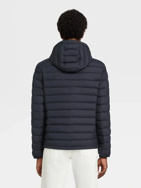 Zegna Hooded Padded Jacket - Navy Blue