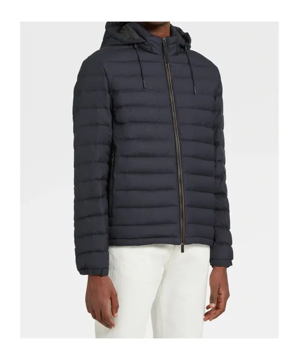 Zegna Hooded Padded Jacket - Navy Blue