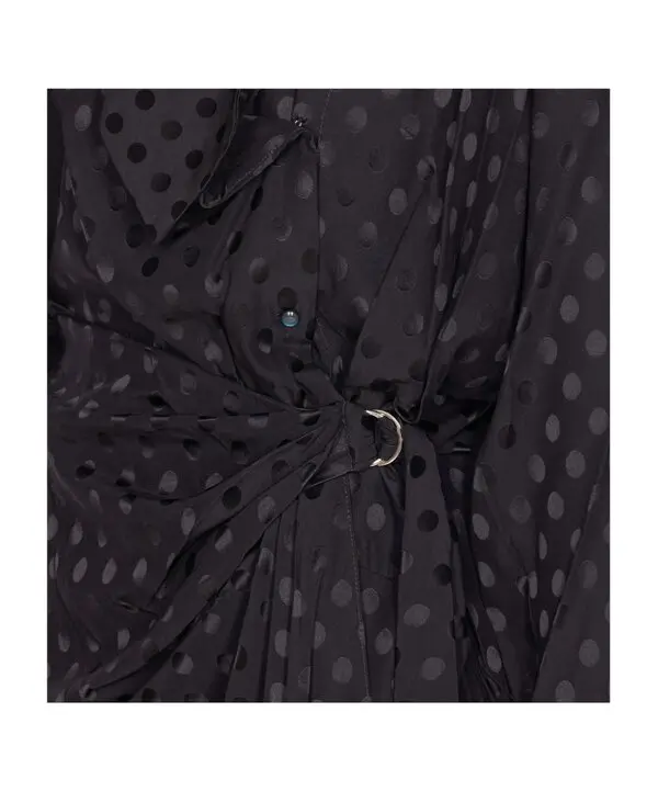 Isabel Marant Étoile Polka Dot Gathered Long Sleeve Dress