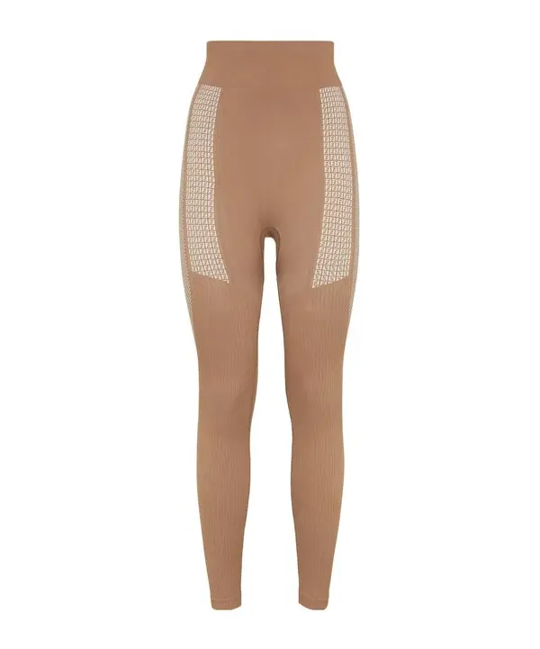 Fendi Logo Detailed High-waisted Leggings - Brown