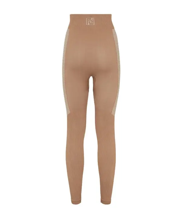 Fendi Logo Detailed High-waisted Leggings - Brown