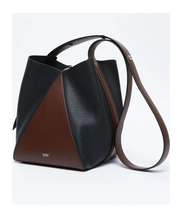 Max Mara Medium Two-tone Leather Bucket Bag - Hazelnut Brown