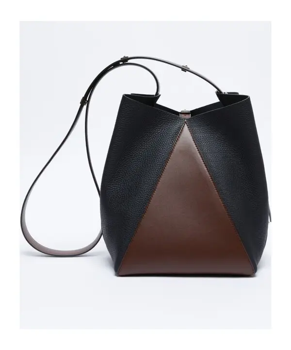 Max Mara Medium Two-tone Leather Bucket Bag - Hazelnut Brown