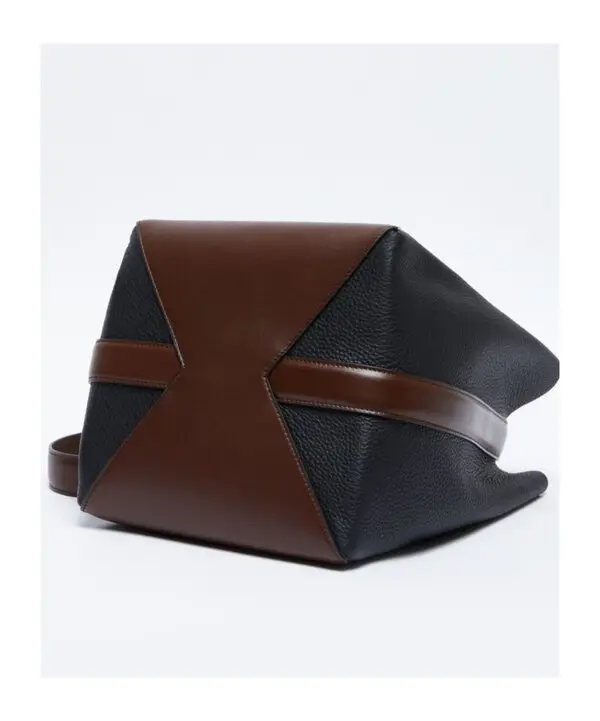 Max Mara Medium Two-tone Leather Bucket Bag - Hazelnut Brown