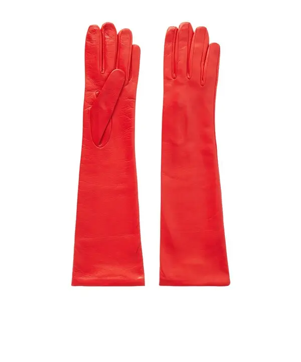 Nour Hammour Leather Gloves - Red