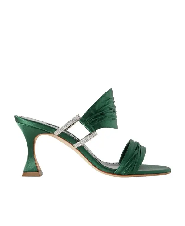Manolo Blahnik Open-toe Embellished Heeled Sandals - Green