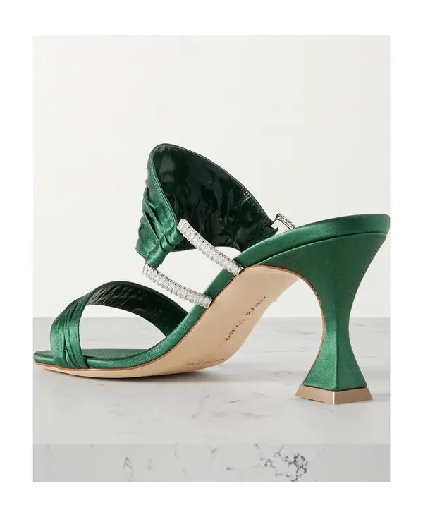 Manolo Blahnik Open-toe Embellished Heeled Sandals - Green