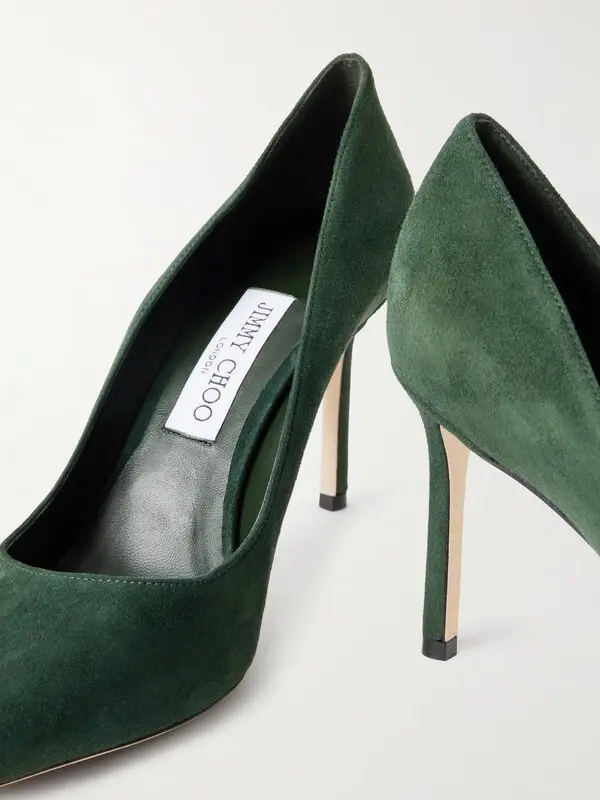 JIMMY CHOO Romy Suede Pointed-toe Pumps - Green