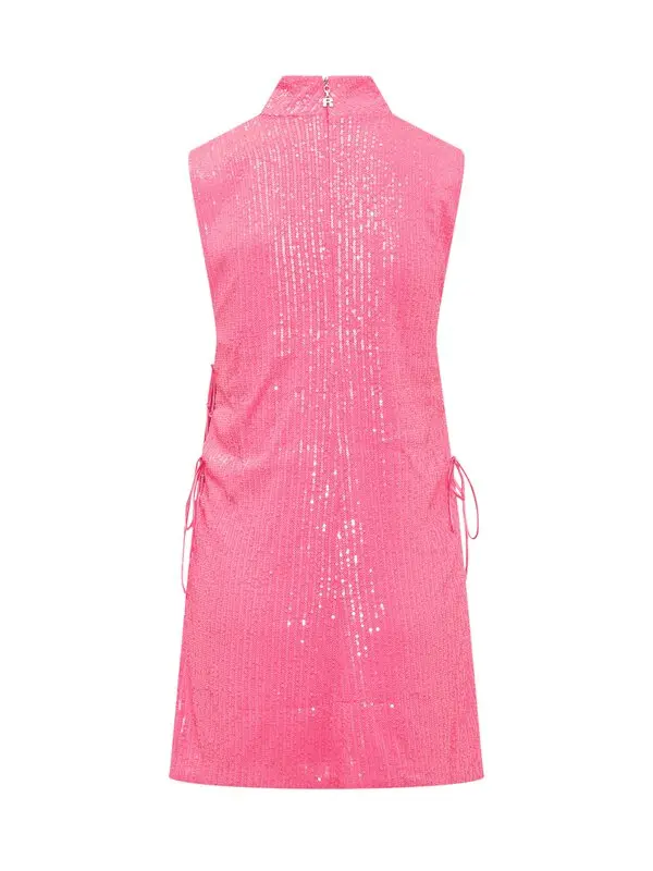 ROTATE BY BIRGER CHRISTENSEN Side Rope Sequined High-neck Dress