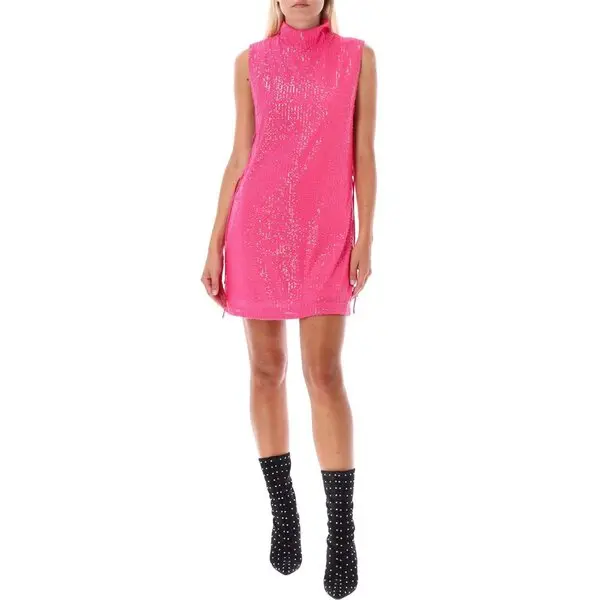 ROTATE BY BIRGER CHRISTENSEN Side Rope Sequined High-neck Dress