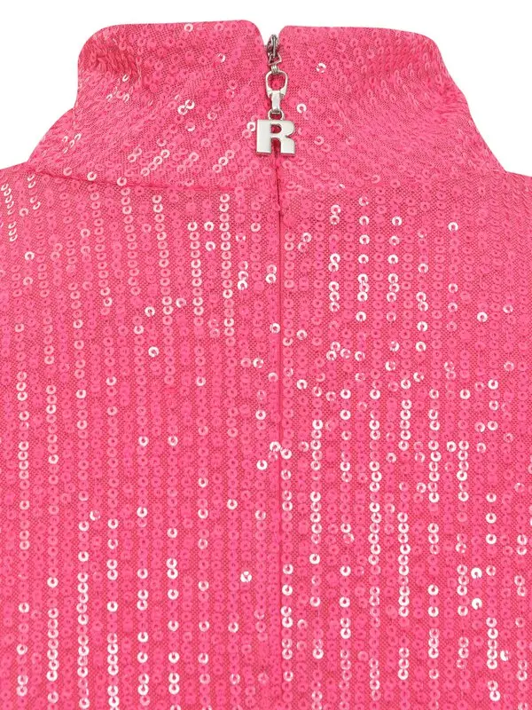 ROTATE BY BIRGER CHRISTENSEN Side Rope Sequined High-neck Dress