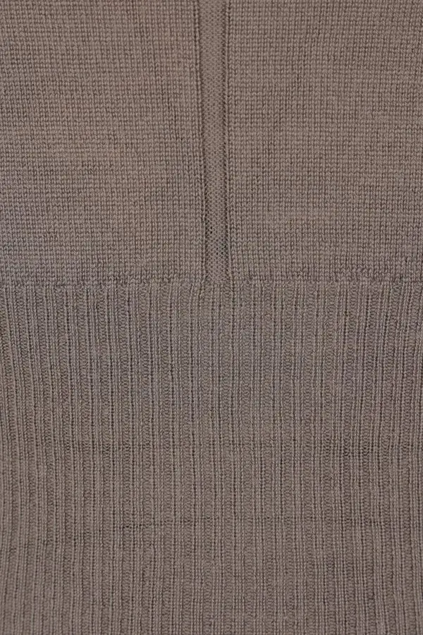 Rick Owens Cropped Pullover With Ribbed Belt And Slit - Gray