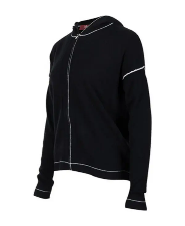 Max Mara Hooded Zip-up Cardigan With Contrast Piping