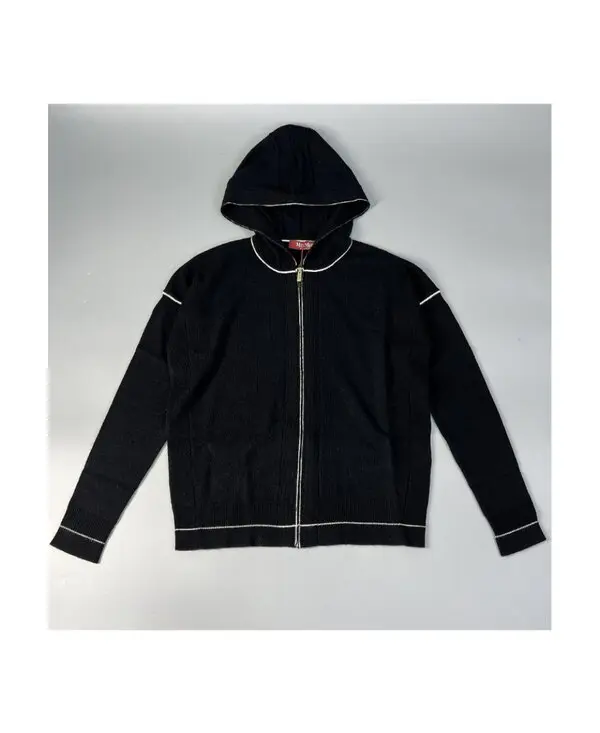 Max Mara Hooded Zip-up Cardigan With Contrast Piping