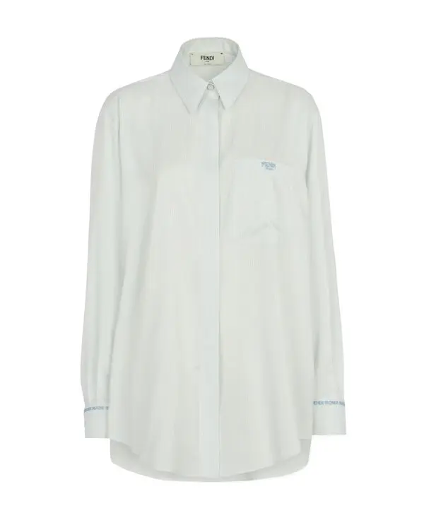 Fendi Long Sleeve Drop Shoulder Shirt - Blue
