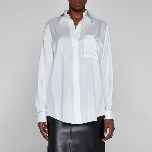 Fendi Striped Silk Shirt With Embroidered Logo