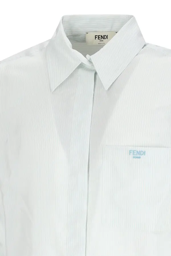 Fendi Striped Silk Shirt With Embroidered Logo