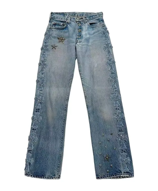 Chrome Hearts Belt Loop Jeans With Embellished Cross Motif
