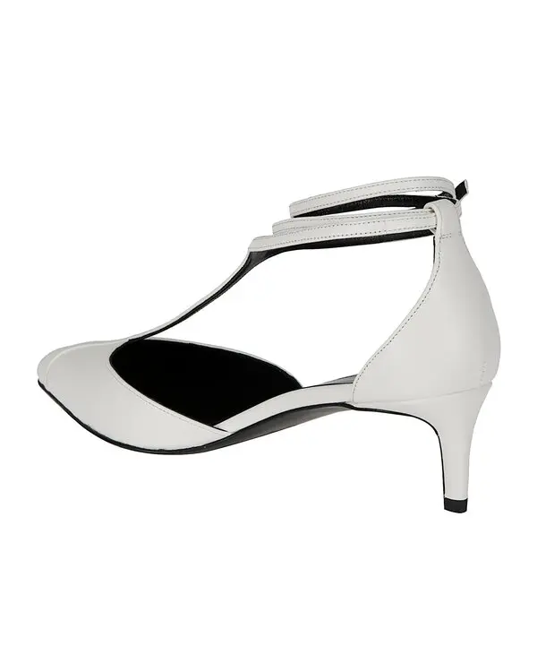 Khaite Mia Pointed Toe Pumps With Adjustable Ankle Strap - White
