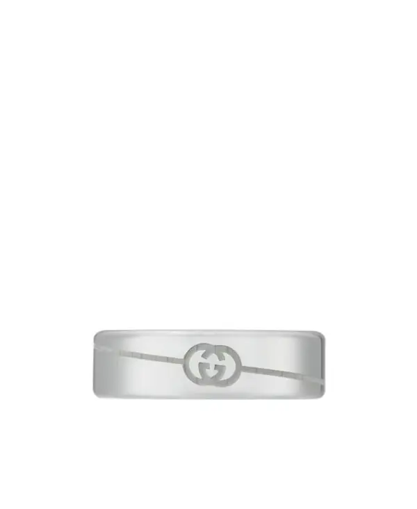 Gucci Diagonal Interlocking G Ring - Gray