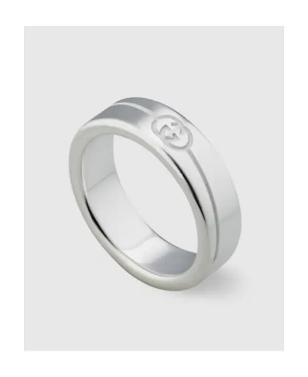 Gucci Diagonal Interlocking G Ring - Gray