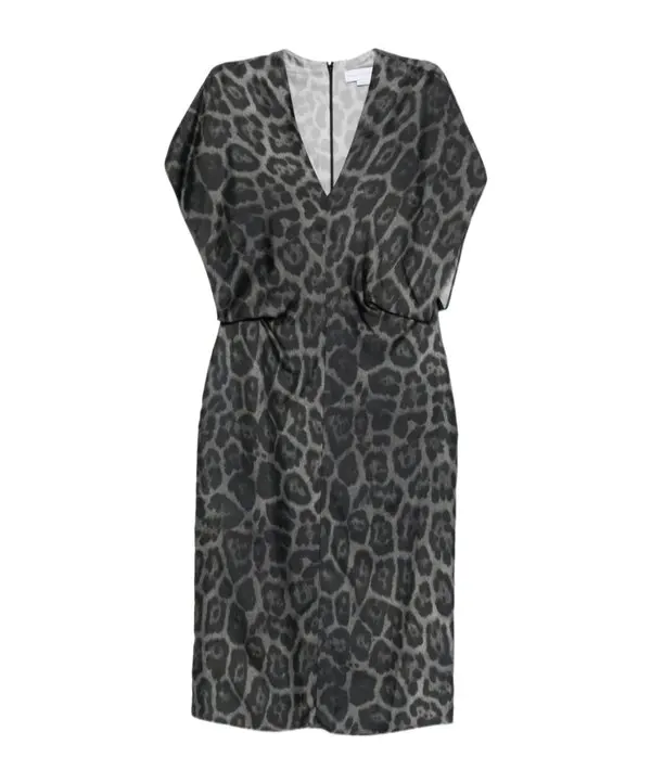 Stella McCartney Leopard Print V-neck Midi Dress