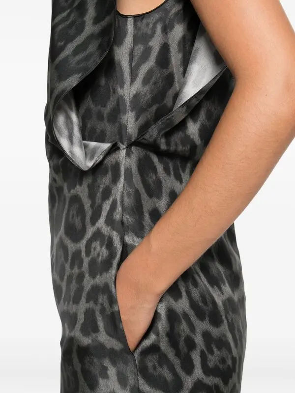 Stella McCartney Leopard Print V-neck Midi Dress