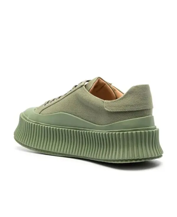 JIL SANDER Round Toe Lace-up Platform Sneakers - Green