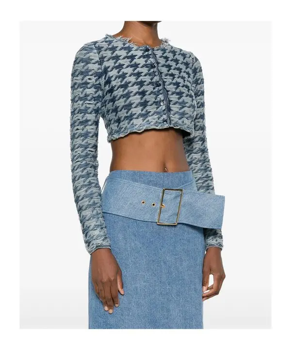 DIESEL® Houndstooth Knit Cropped Cardigan