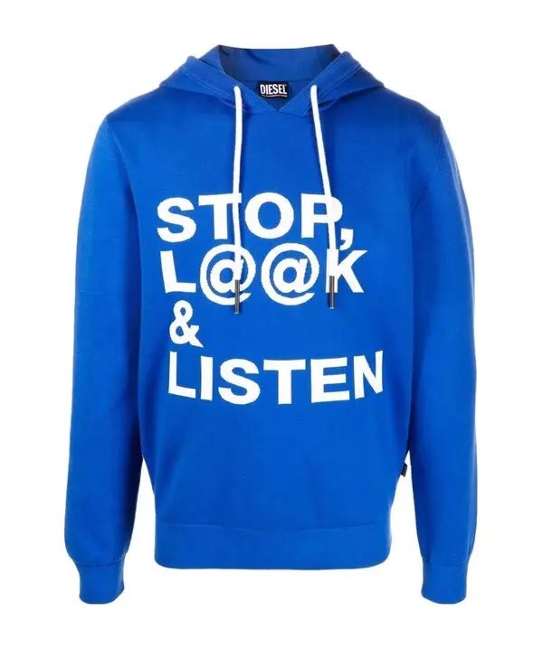 DIESEL® Slogan Printed Hooded Sweatshirt