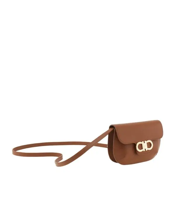FERRAGAMO Gancio Lock Crossbody Bag - Cognac